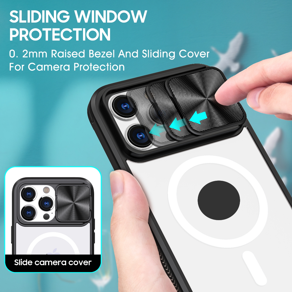 Strong Magnetic Metal Sliding window for iPhone 16 15 14 13 12 11 Pro ...