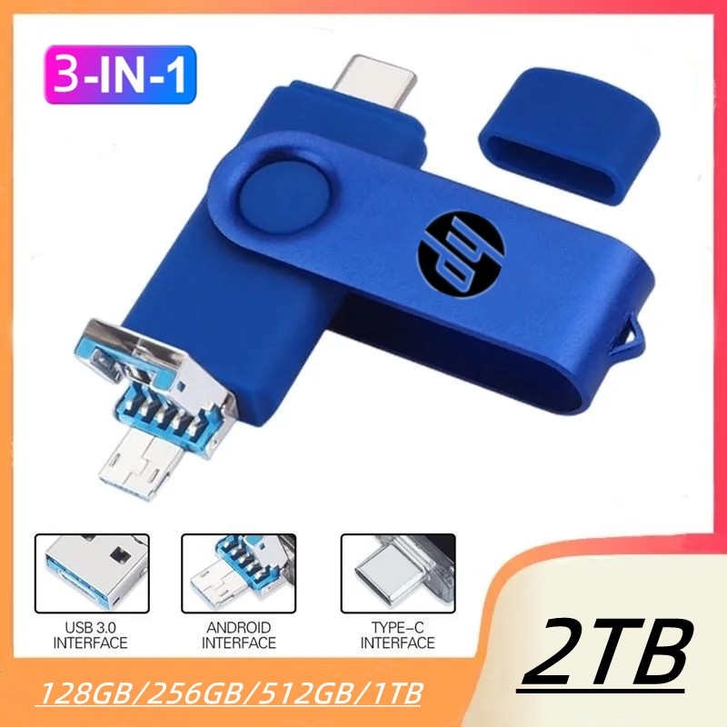 2TB Pen drive 3-in-1 Otg USB 3.0 Type-C Micro flash disk 1TB 512GB ...