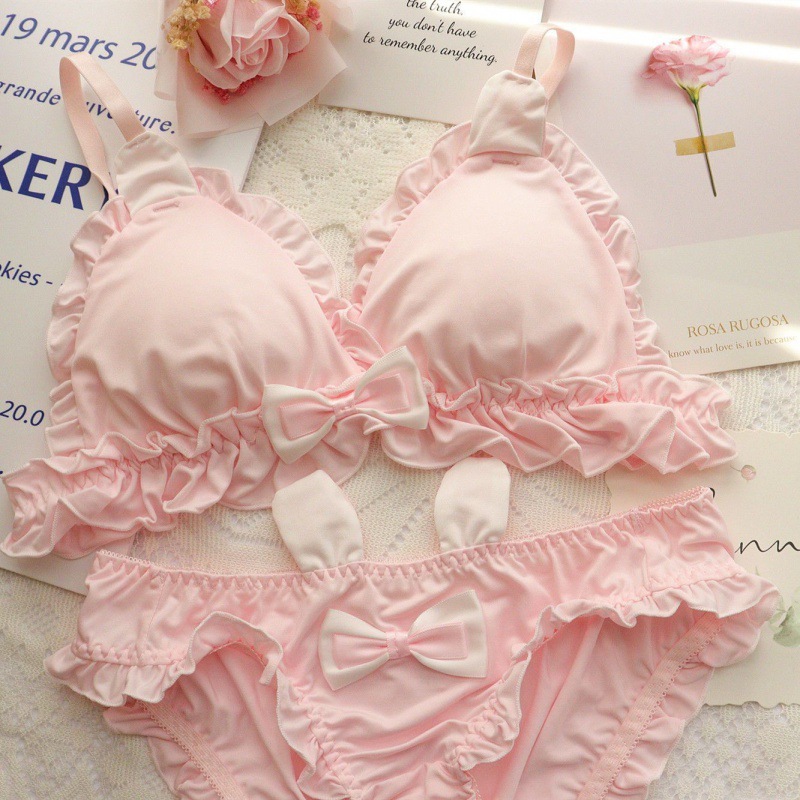 Bra+Panties Women's Underwear Set Wireless Lingerie Thin Cup Bralette 32-38ABC Size | Shopee ...