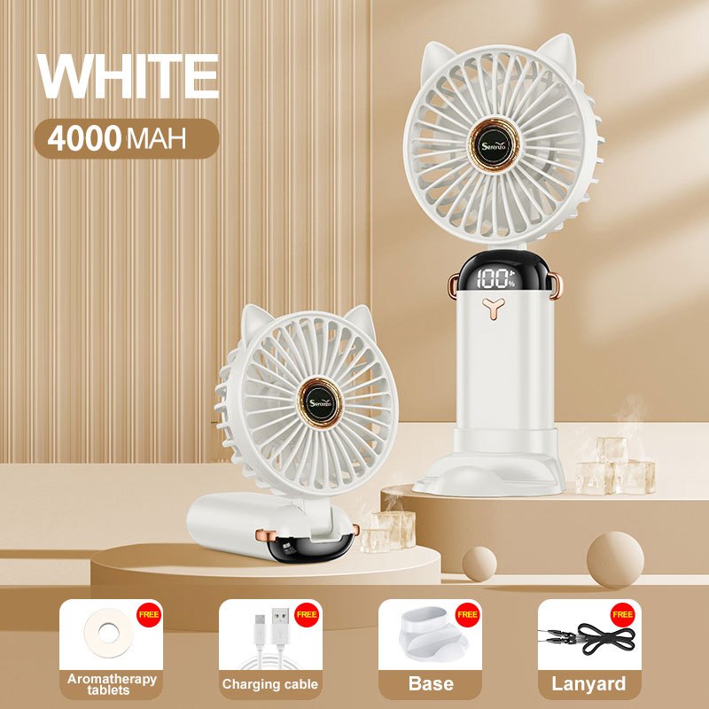 3-In-1 Mini Fan Rechargeable Electric Fan 4000mah 6-Speed Wind Led ...