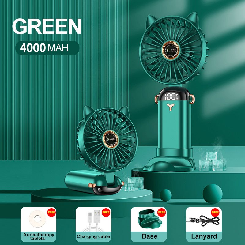 3-In-1 Mini Fan Rechargeable Electric Fan 4000mah 6-Speed Wind Led ...
