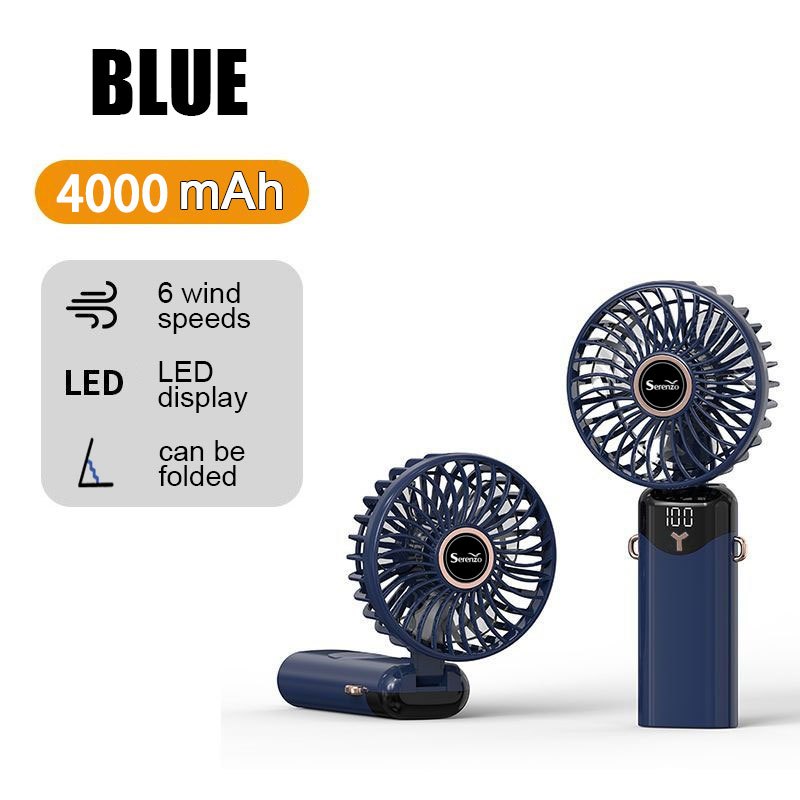 3-In-1 Mini Fan Rechargeable Electric Fan 4000mah 6-Speed Wind Led ...