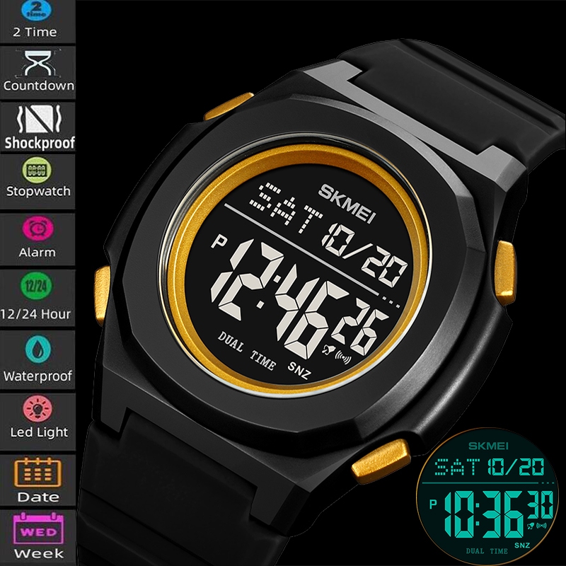 Skmei Men's Led Waterproof Swimming Wristwatch Fashion Silical gel ...