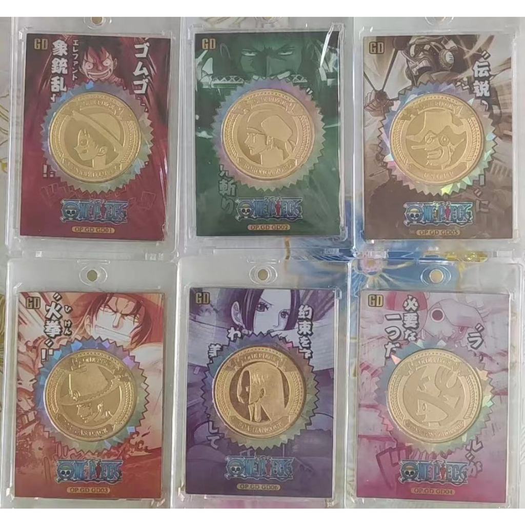 One Piece Card Anime Card Gold Coin Card Whole Set of 6 Cards | Shopee ...