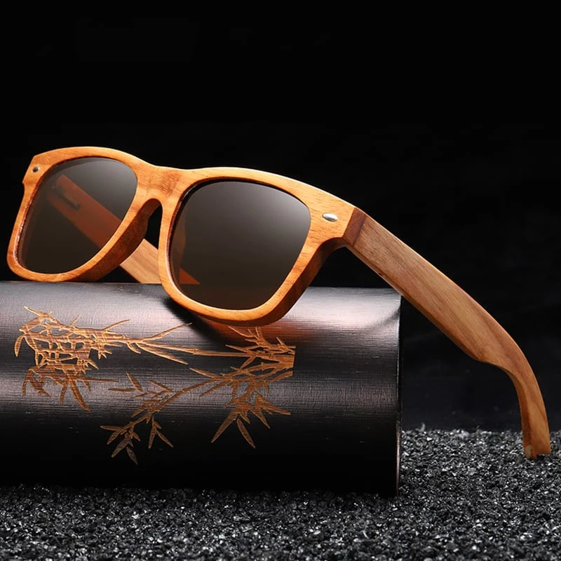 Fashion Square Wood Sun Glasses, Simulated Black Walnut Wooden ...