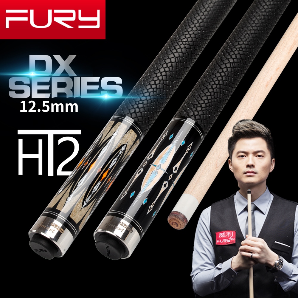 FURY Crical Pool Cue Stick with 12.5mm Tip Maple Shaft and leather grip ...