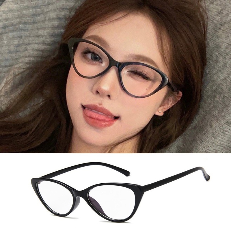 Roselife Japanese Retro Transparent Lens Brown Narrow Oval Eyeglasses ...
