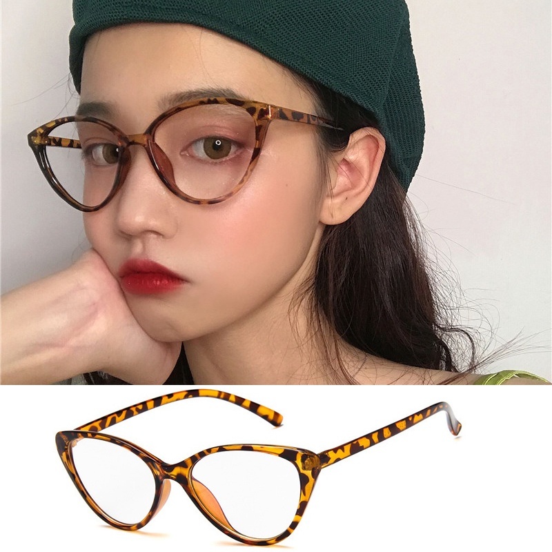 Roselife Japanese Retro Transparent Lens Brown Narrow Oval Eyeglasses ...
