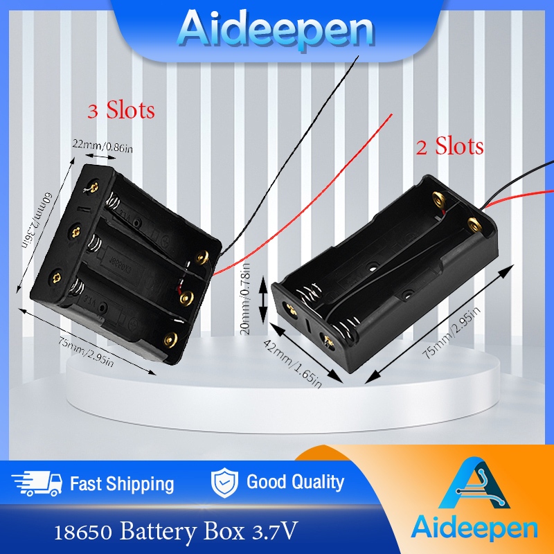 18650 Battery Box Clip 2/3 Slots 3.7V DIY Battery Storage Box Plastic ...