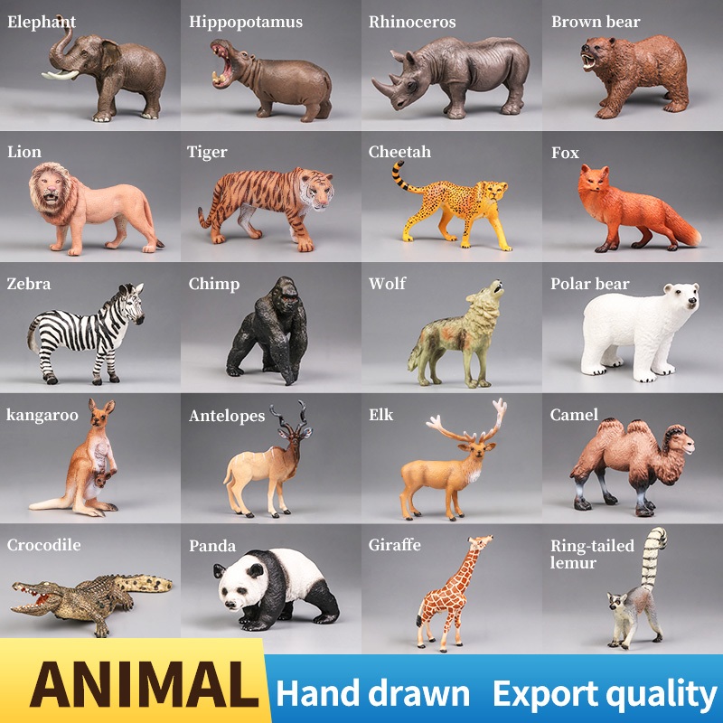 Simulation Wild Animals Toy Lion Elephant Giraffe Donkey Alpaca ...