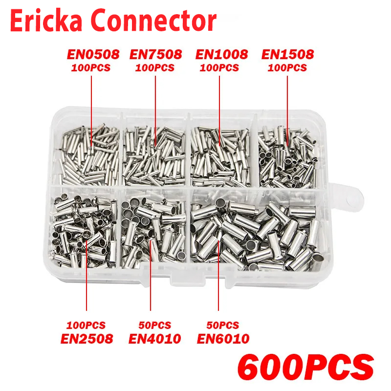 600Pcs Tin-coated Copper Uninsulated Crimp Terminal 0.5mm2-6.0mm2 ...