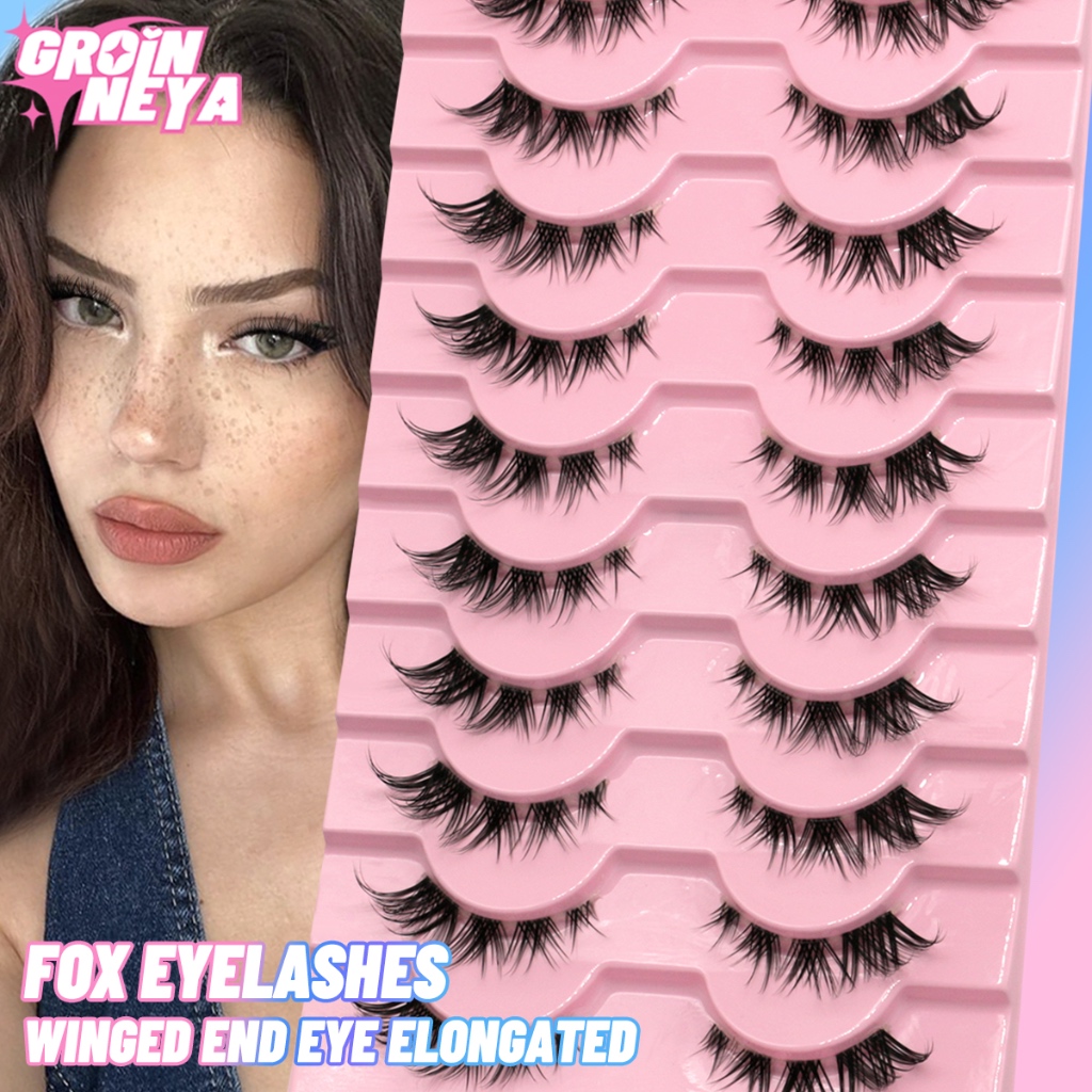 Groinneya Cat Eye Lashes Invisible Band Natural Eyelashes Winged End