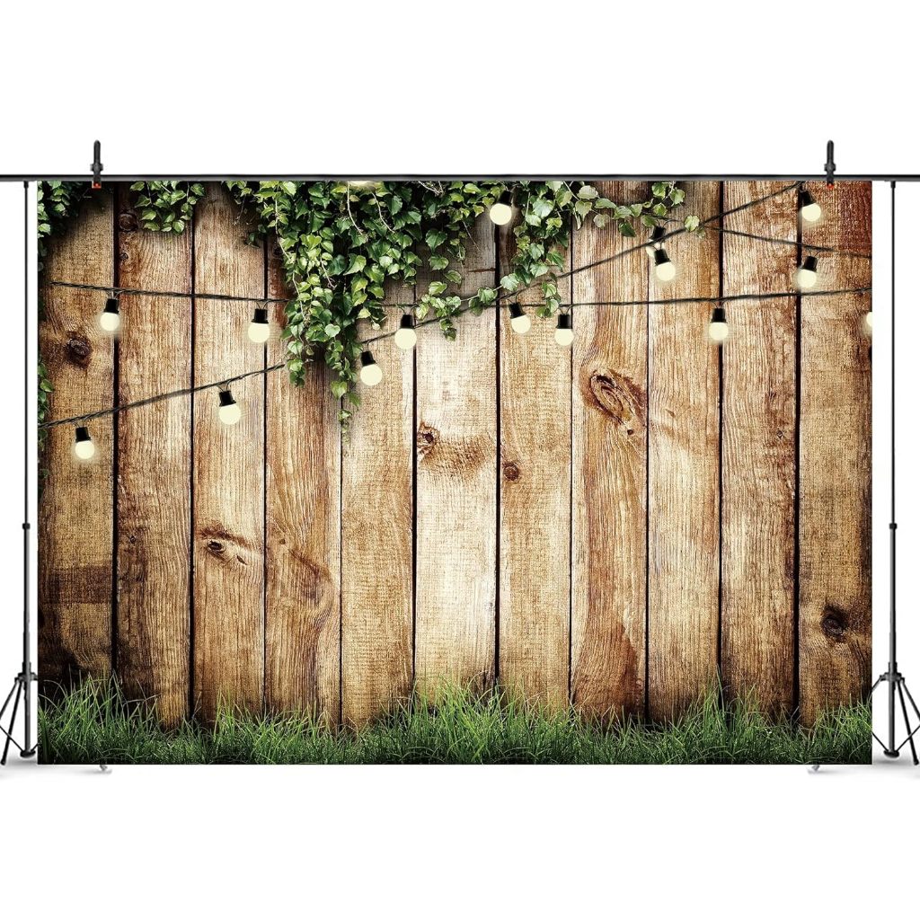 Vintage Wooden Rustic Photography Backdrop 7x5ft Green Leaves Brown ...