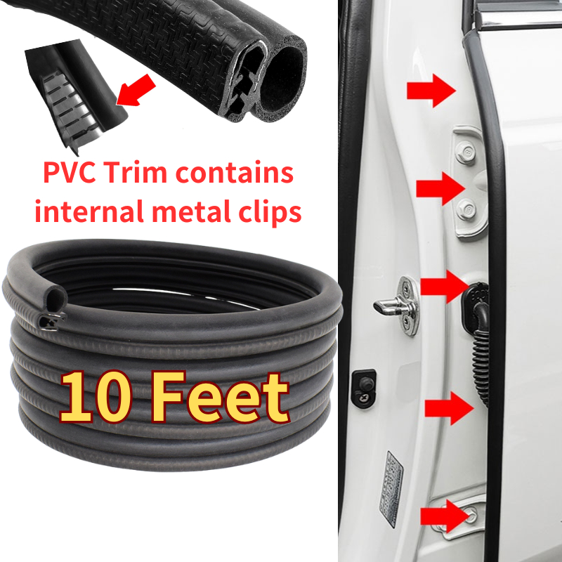10 Feet EPDM Rubber Car Door Edge Protector Seal Strip With Metal Clips ...