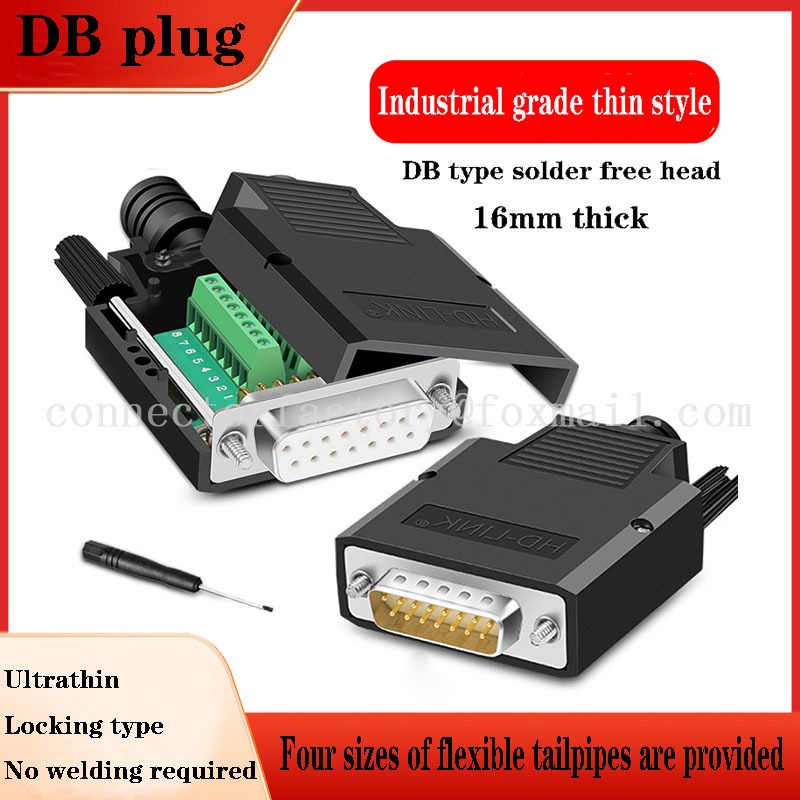 DB9, DB15, DB25, 26-37 pin VGA male and female connectors, solderless ...