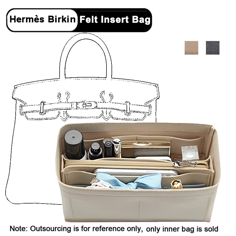 Evertoner Felt Cloth Insert Bag Organizer For H Birkin 25 30 35 Handbag Women Travel Inner Purse ...