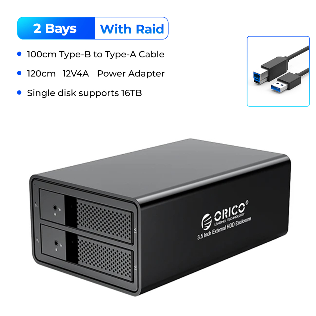 ORICO 2 Bay USB 3.0 to SATA 3.5 inch Chia External Hard Drive Enclosure ...