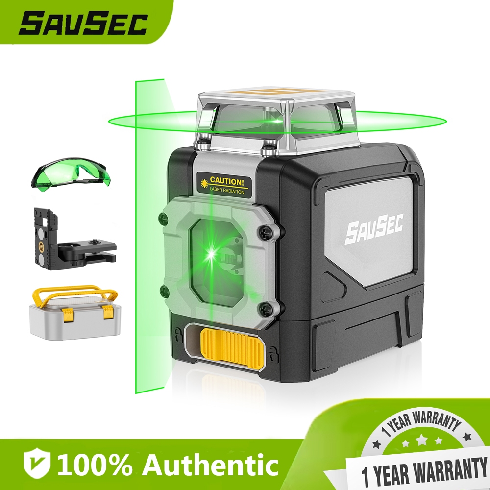 Savsec Self-Leveling Laser Level 360° Green Beam Cross Line Laser Tool ...