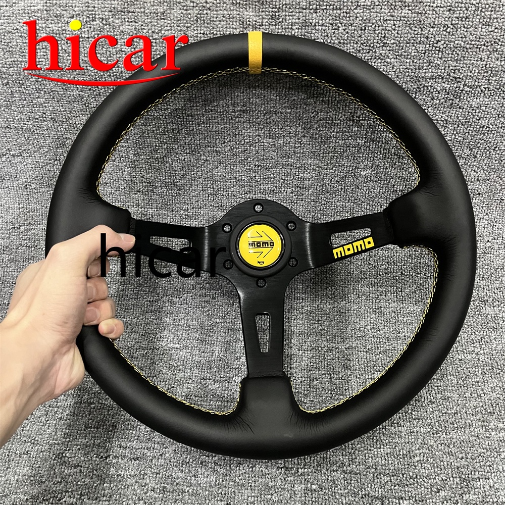 13inch MOMO Steering Wheel Genuine Leather Drift Sport Steering Wheel ...