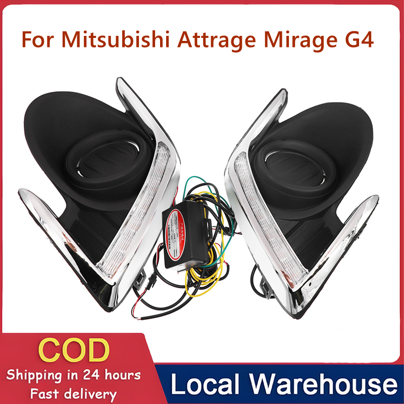 A Pair LED DRL Daylight Daytime Running Lights Front Fog Light Lamp for Mitsubishi Attrage ...