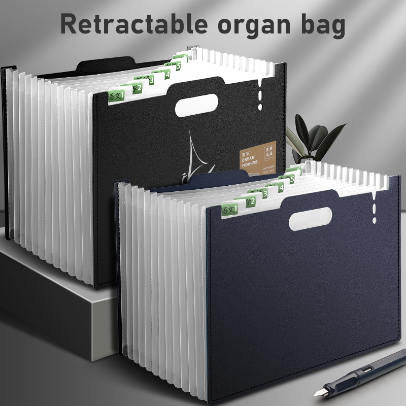 Big Capacity A4 Paper Expanding File Organizer Long Size File Case Bag ...
