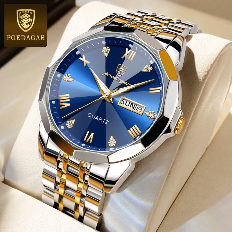 POEDAGAR New Watch For Men With Box Waterproof Original Stainless Steel ...