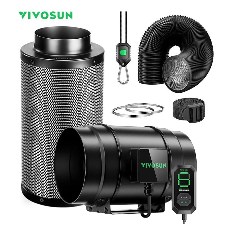 VIVOSUN Smart Air Filtration G8 Kit 8", AeroZesh G8 Inline Duct Fan ...