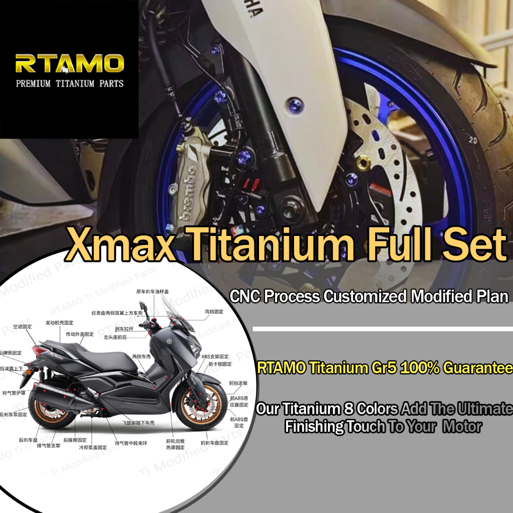 RTAMO Titanium Xmax V1 V2 Full Set 2017-2022 Xmax300 Swingarm Bolt Pipe ...