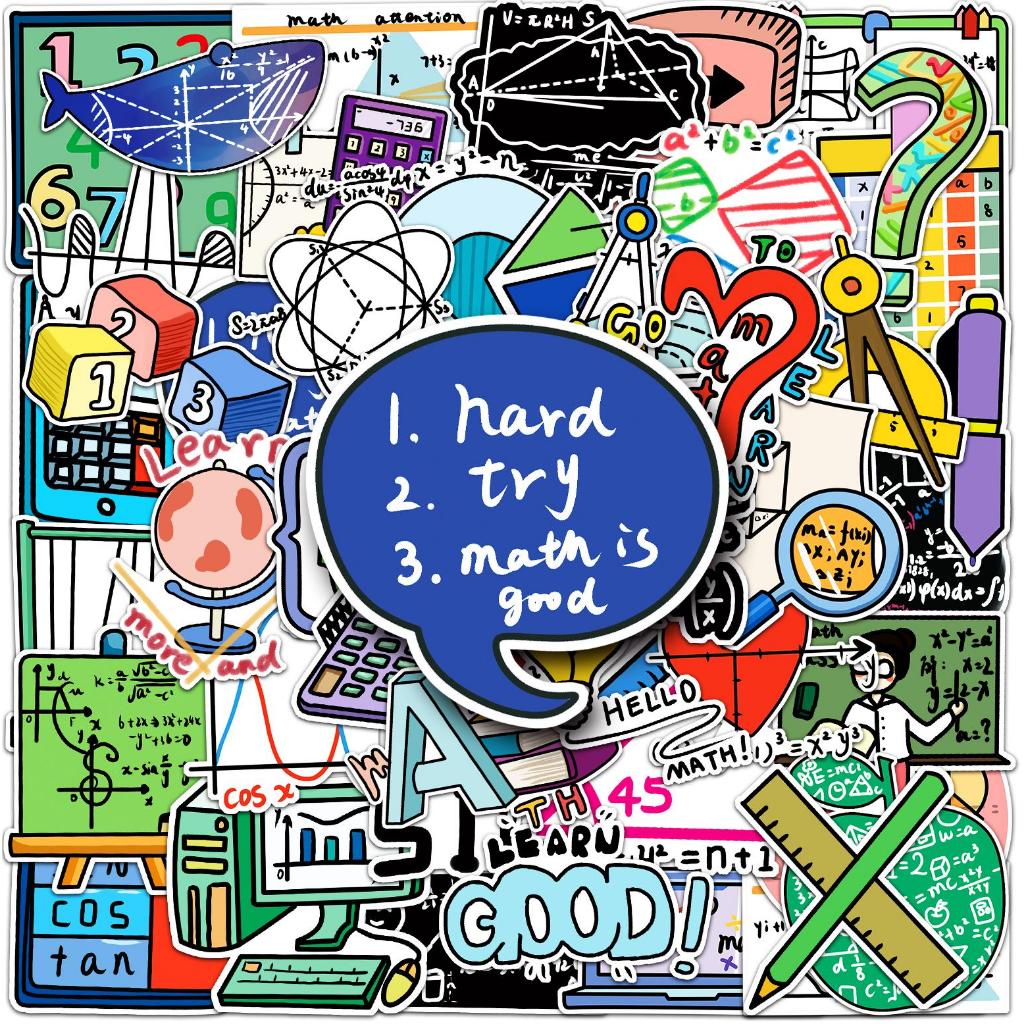 50 Piece Funny Math Stickers Waterproof DIY For Phones Laptop Car ...