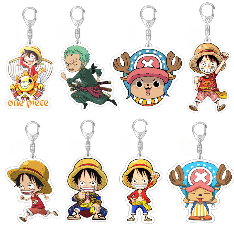 Keychain Anime Peripheral Acrylic Pendant Luffy Zoro Cartoon Ornament ...