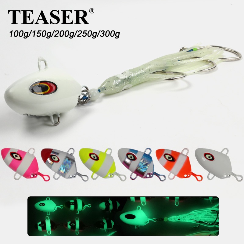 TEASER【J18】Lucanus Dhu Fishing 100g 150g 200g 250g 300g Kabura Bullet Metal Jig Head Hooks ...