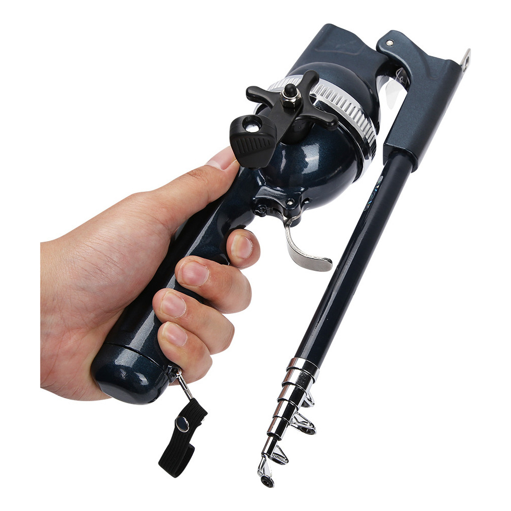 Folding Telescopic Fishing Rod With Reel With Line Port | Shopee ...