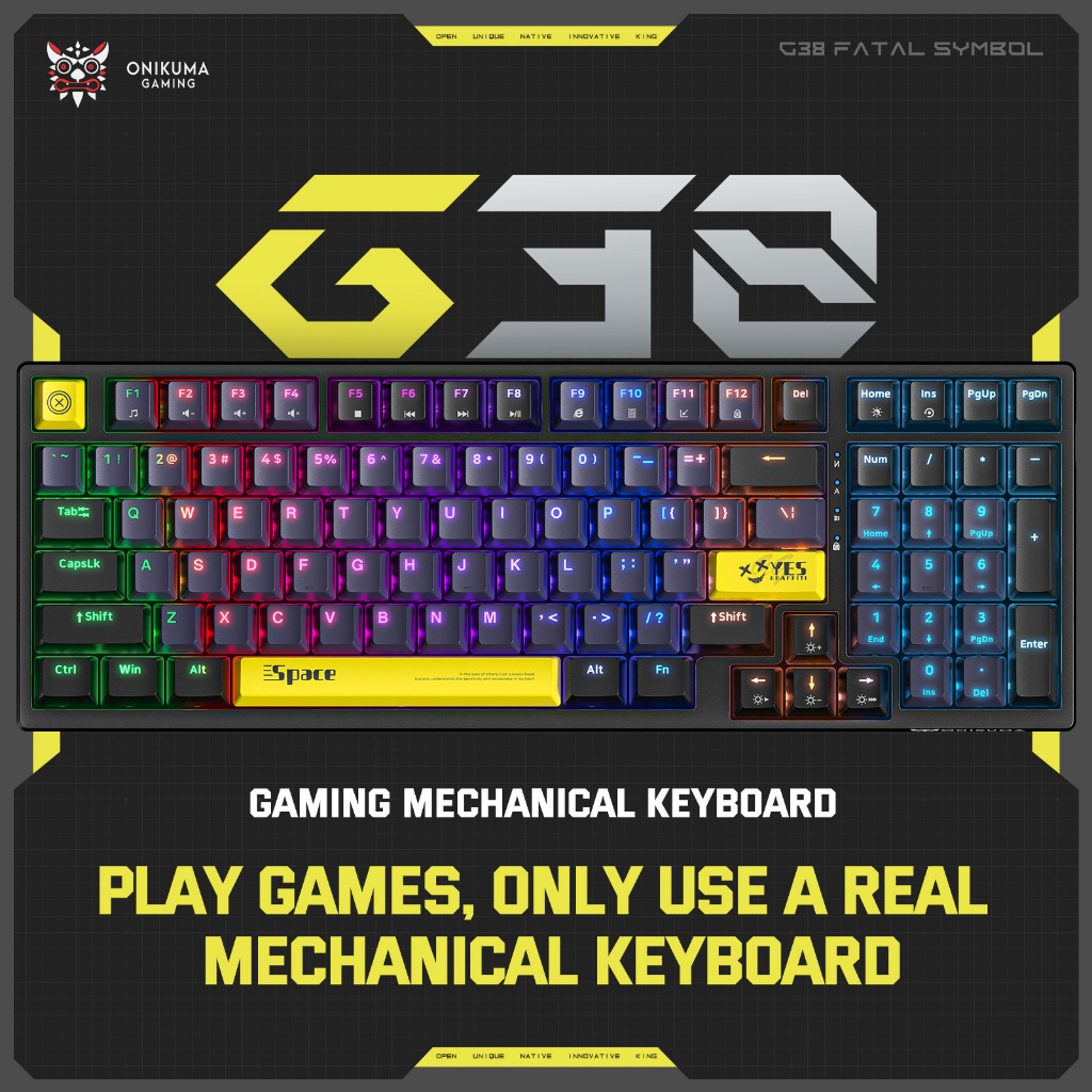 ONIKUMA New G38 Computer Mechanical Keyboard 98 Key Game Keyboard Cool ...