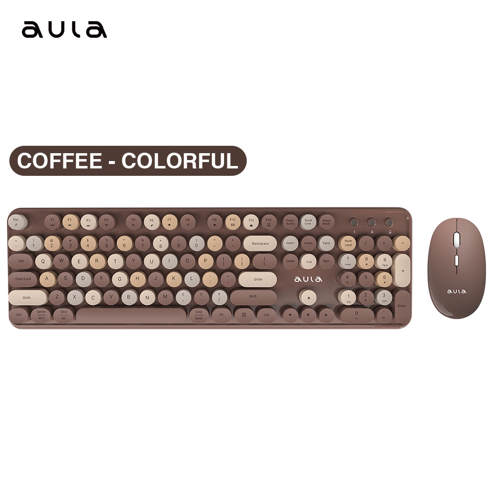 AULA AC306 Wireless Keyboard Set Membrane Keyboard USB Receiver Plug ...
