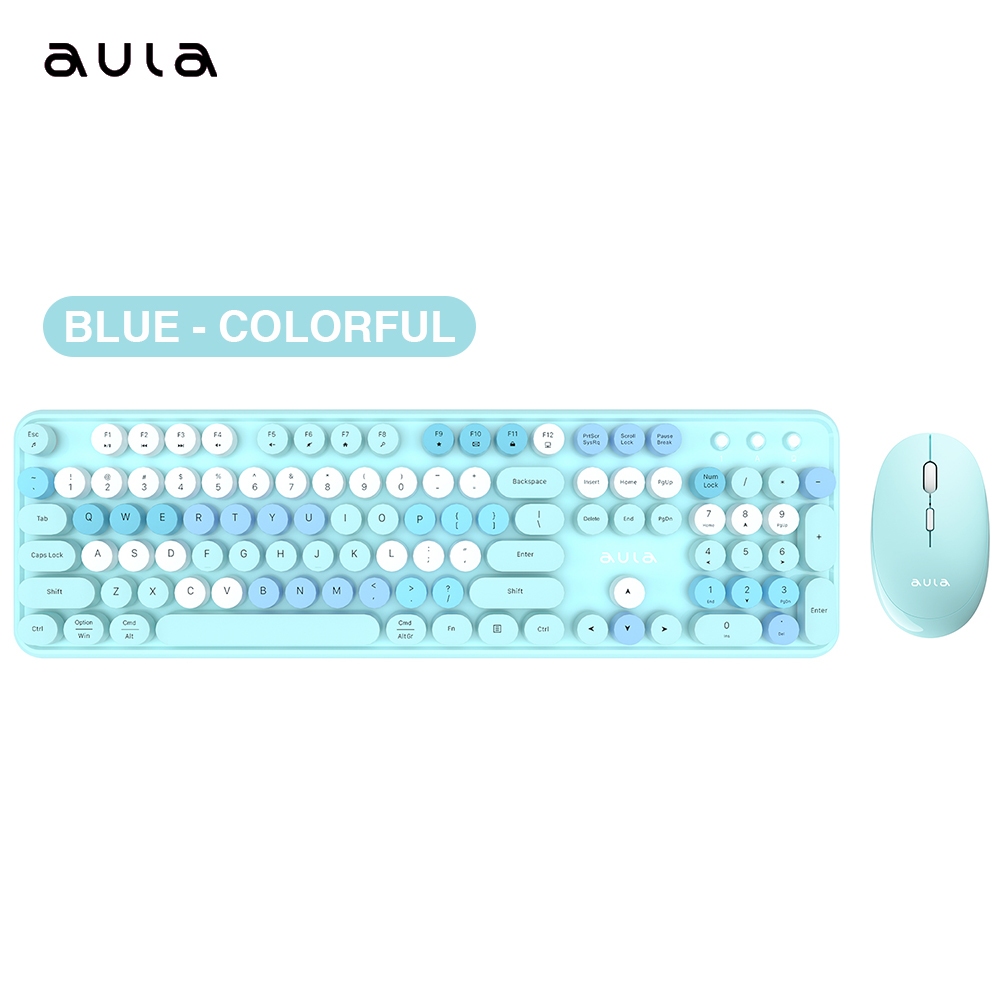 AULA AC306 Wireless Keyboard Set Membrane Keyboard USB Receiver Plug ...