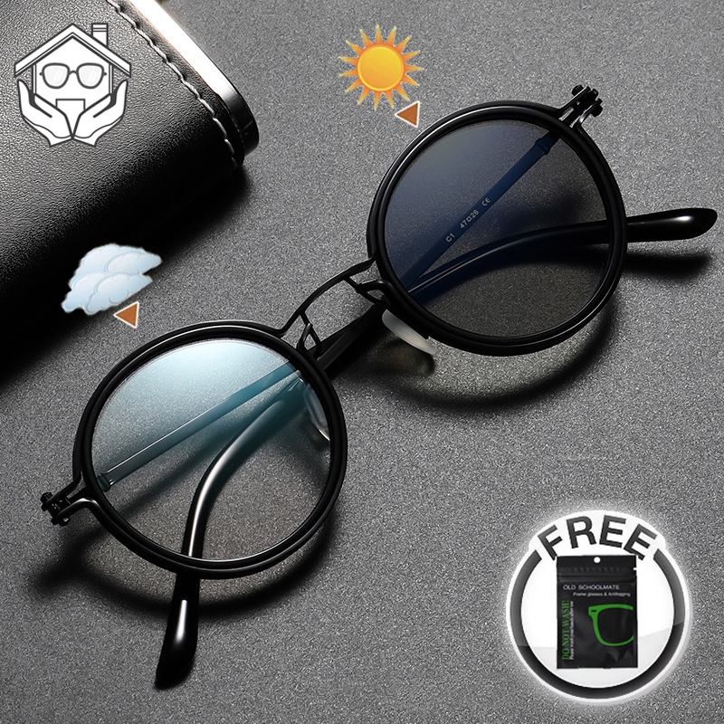 Photochromic Anti Radiation Round Glasses For Women Men Replaceable ...