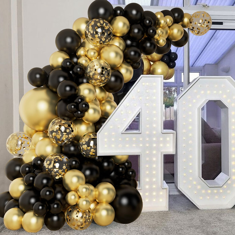 109pcs/set Black Gold Balloon Garland Arch Kit Latex Gold Confetti ...