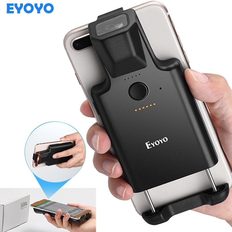 Eyoyo 2D Wireless Barcode Scanner Phone Back Clip Via Bluetooth Bar ...