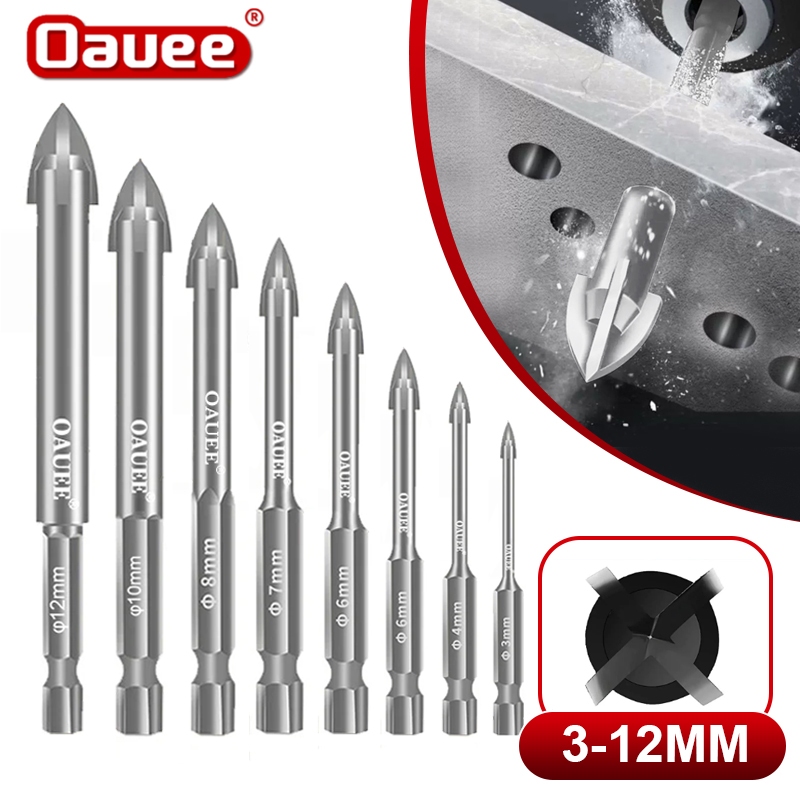 3-12MM Cross Hex Tile Drill Bits Set for Glass Ceramic Concrete Hole ...