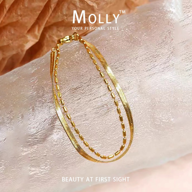 MOLLY Stainless Double Layered Bracelet for Women Non Tarnish Gold ...