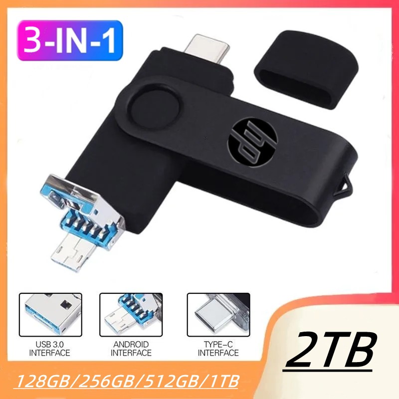 2TB 3 IN 1 USB3.0 type-c Micro OTG metal flash disk 1TB 512G 256GB 128G ...