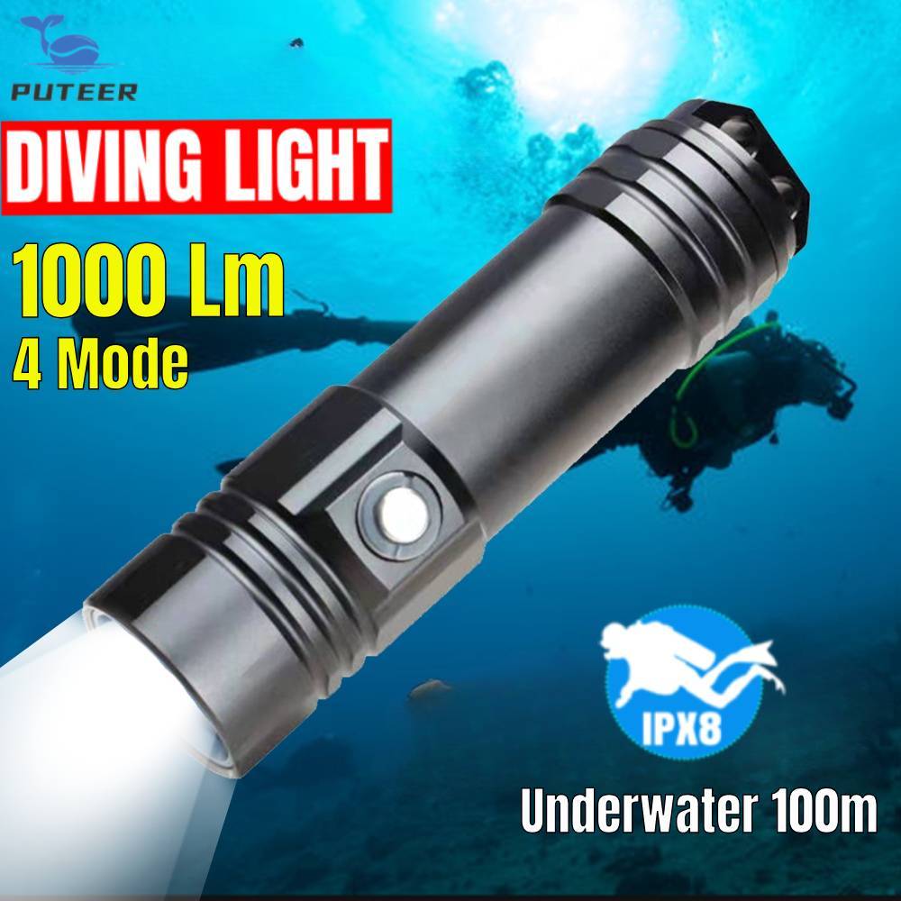 IPX8 Waterproof Super Bright Diving Flashlight Professional Diving ...