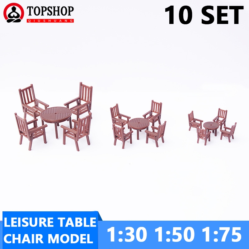 10 Sets HO Scale Tables and Chairs Kit Miniature Furniture for Model ...