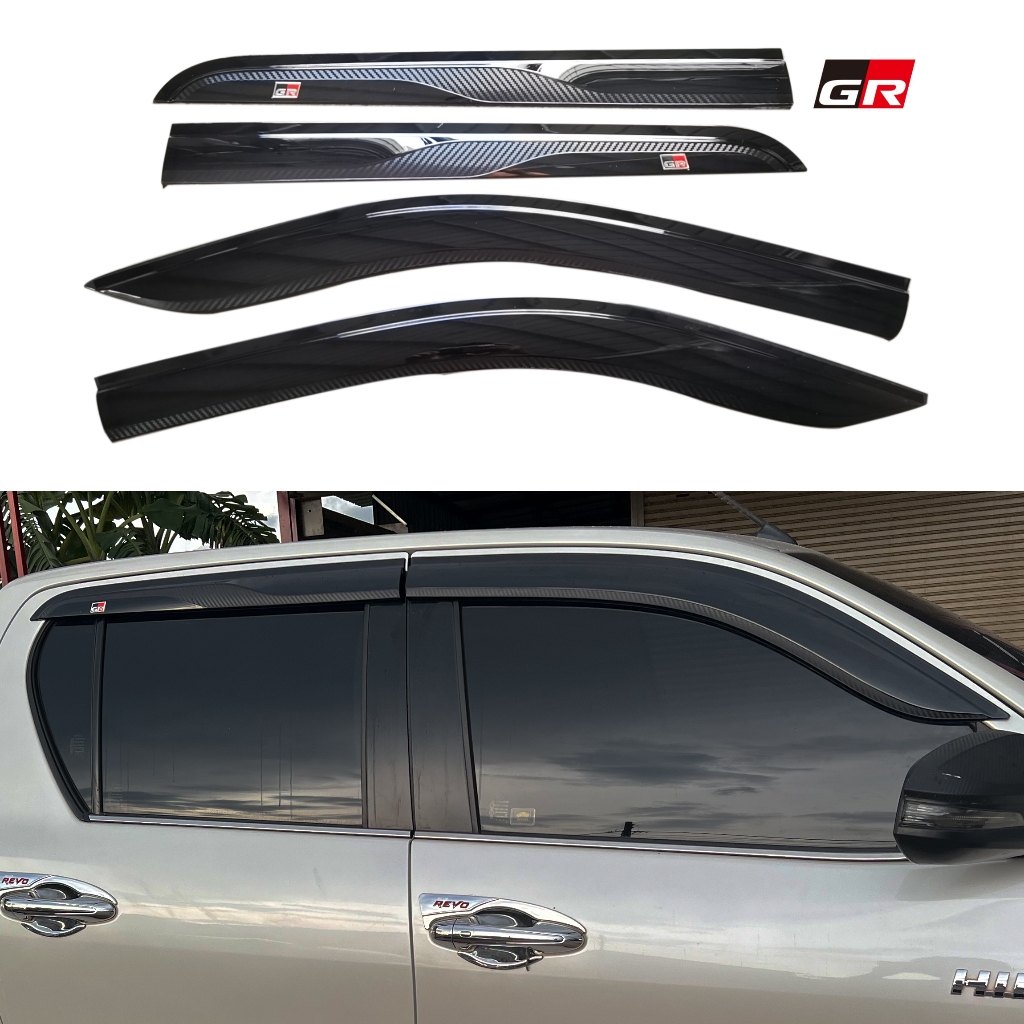 Hilux GR Window Visors, Dual color carbon fiber pattern Window visor ...