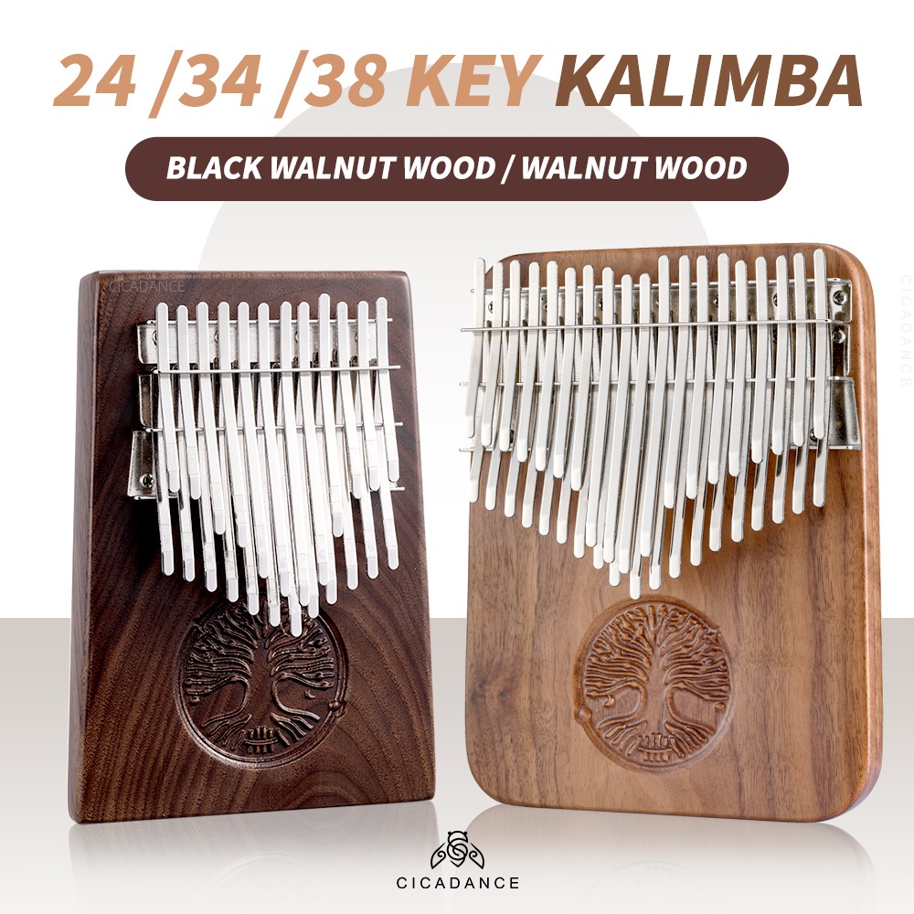 Hluru Chromatic kalimba 24 Key / 34 key / 38 Key Selected Black Walnut ...