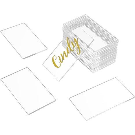 Rectangle Clear Acrylic Place Cards, Blank Acrylic Name Cards for Table ...