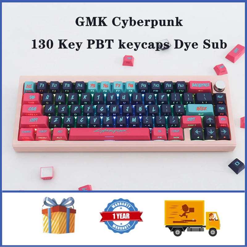 Cyberpunk Theme pink Keycaps 130 Keys Cherry Profile PBT Dye ...