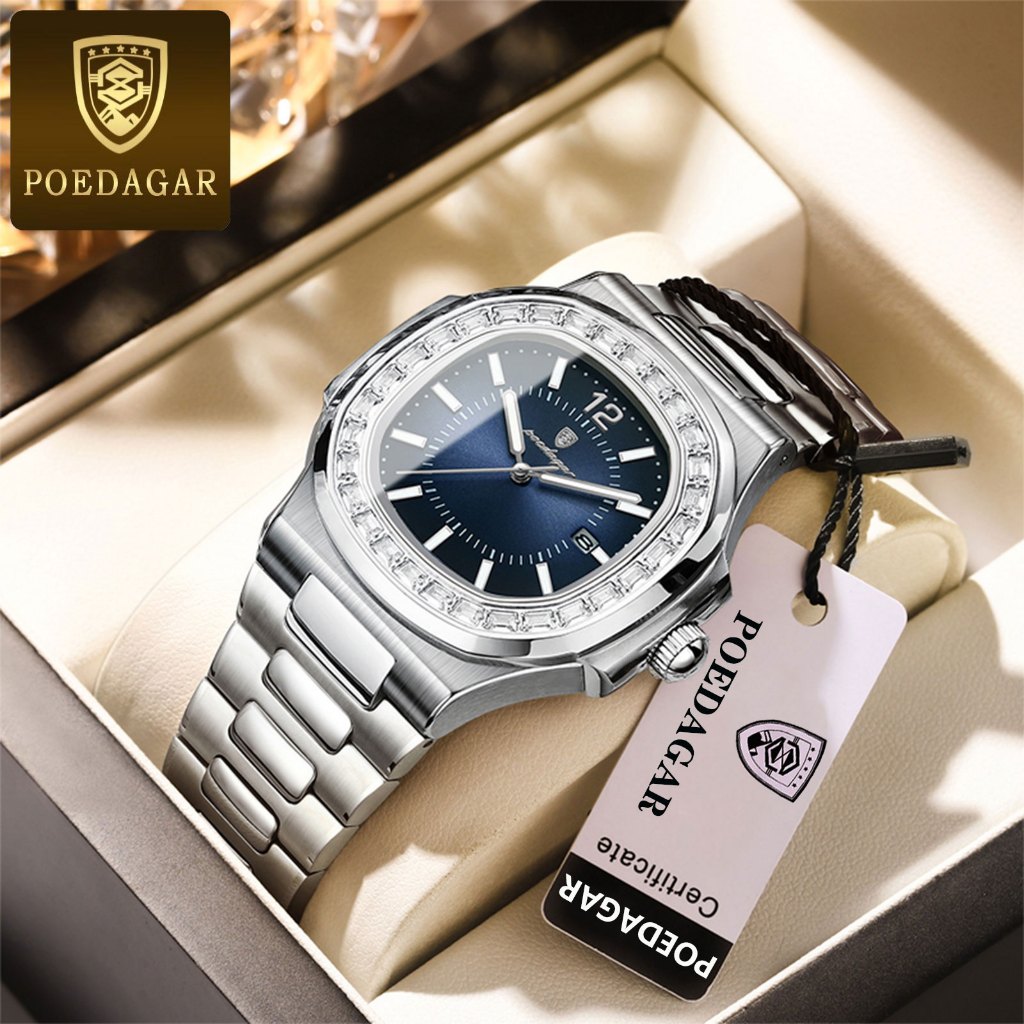 POEDAGAR Relo Fashion Watch For Men Waterproof Original Stainless Steel ...