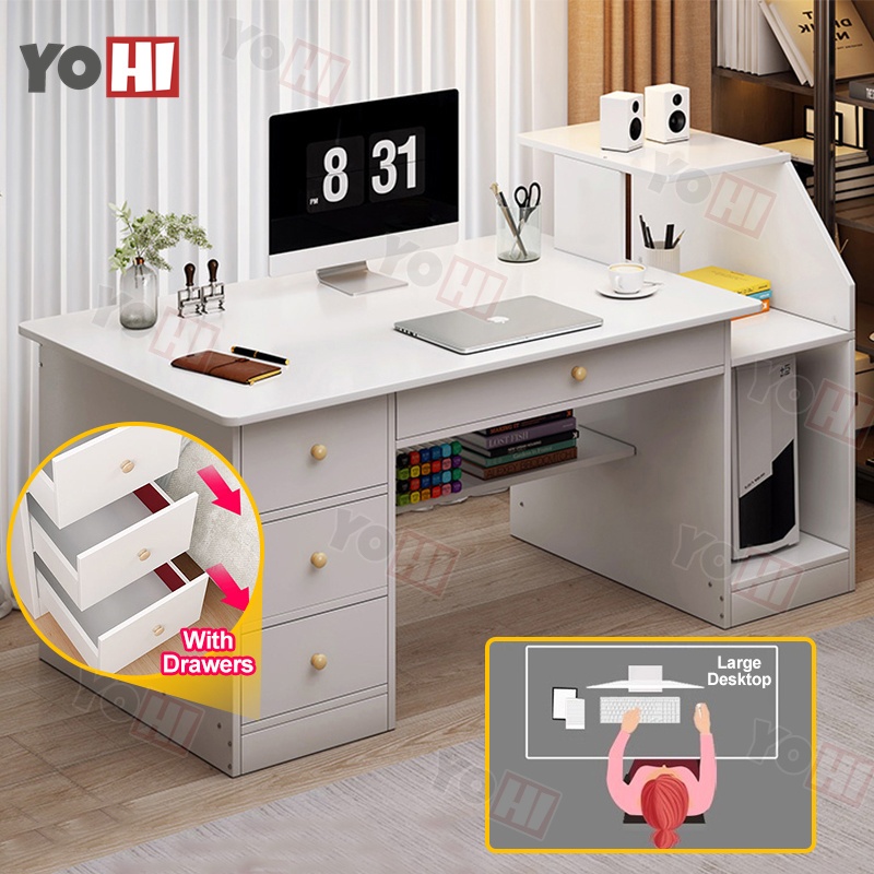 Study Table With Cabinet Computer Desk Shelf Bookcase Combination ...