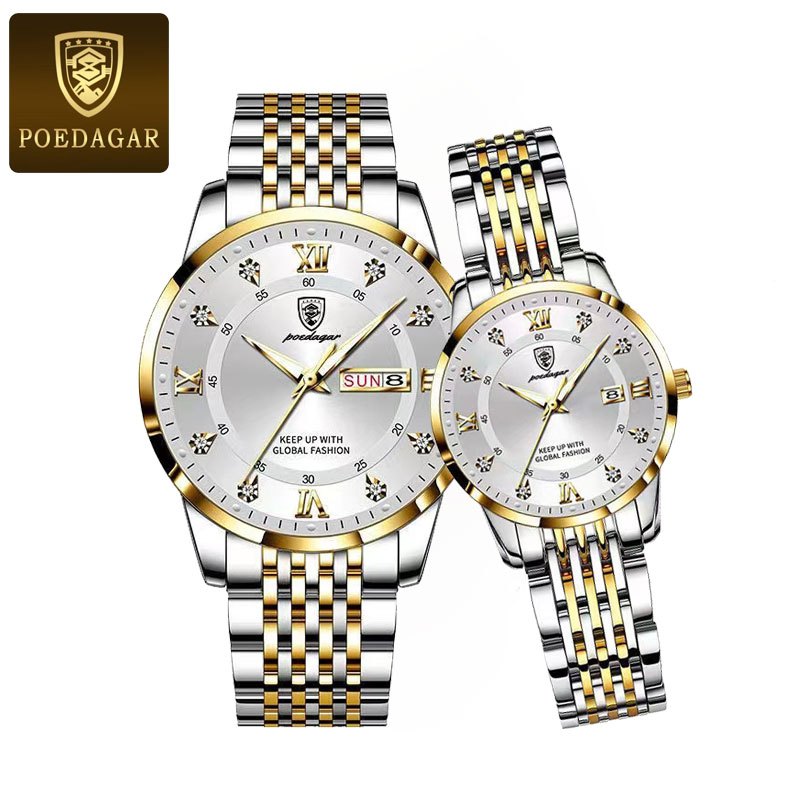 POEDAGAR Couple Watch Waterproof Original Relo Luxury Stainless Steel ...